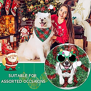 3 Pieces Dog Christmas Supplies Include 1 Christmas Bow Tie Collar 1 Pet Bandana Scarf and 1 Xmas Dog Hat for Small Medium Dogs and Cats Cats or Dogs (Red and Green,Adorable Pattern)