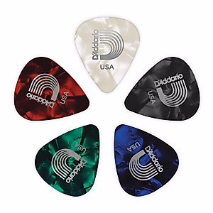D'Addario Celluloid Guitar Picks - Guitar Accessories - Guitar Picks for Acoustic Guitar, Electric Guitar, Bass Guitar - Natural Feel, Warm Tone - Assorted, Medium 0.70mm, 10 Count (Pack of 1)