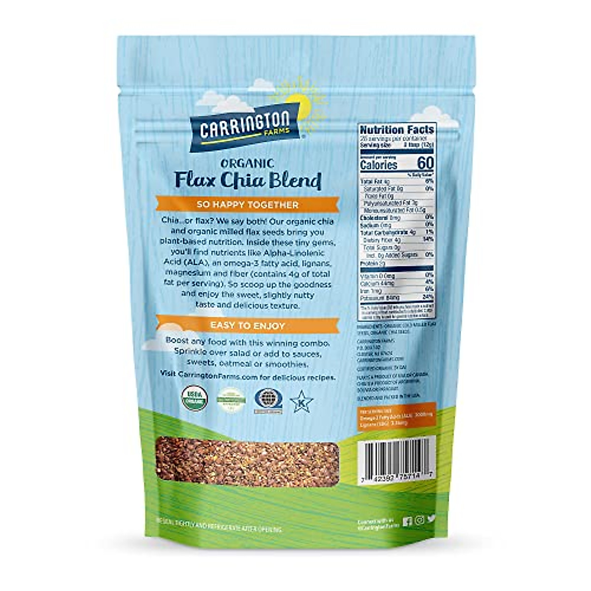 Carrington Farms Flax Chia Blend, Gluten Free, USDA Organic, 12 Ounce