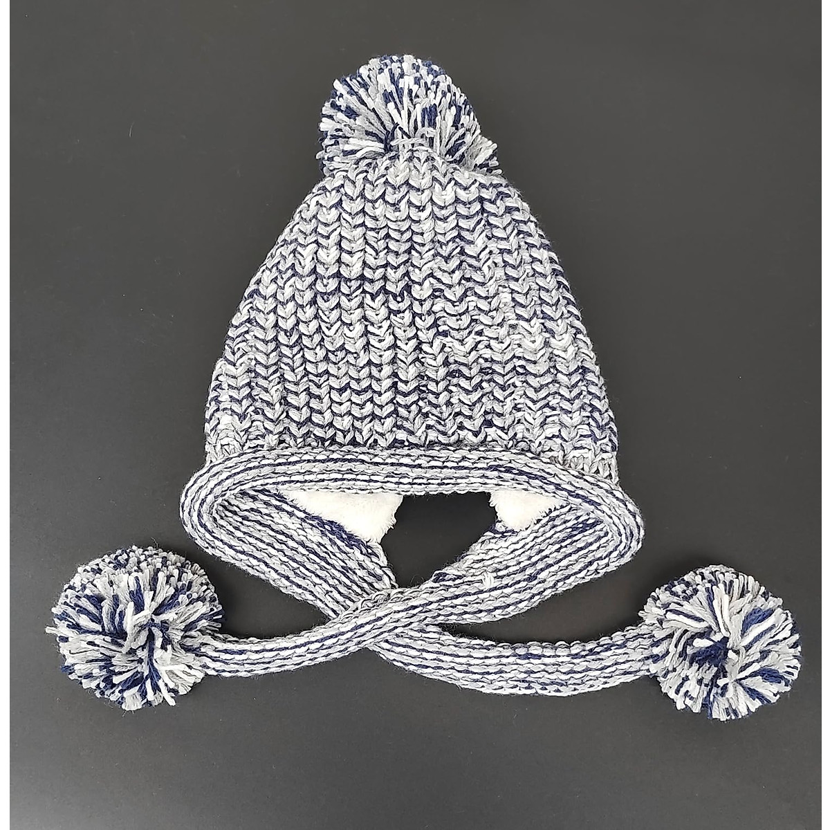 HUAMULAN Women Winter Sherpa Beanie Hats Knit Ear Flaps Peruvian Cover Ears Warm Fleece Lined Ski Snow Hat with 3 Pompom