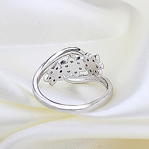 Exquisite Jewelry Ring Women's Cute Flowers 925 Sterling Silver Ring Charm Zircon Inlaid Party Jewelry Wedding Band Best Gifts for Love with Valentine's Day