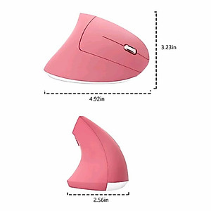 Sunffice Vertical Mouse, Ergonomic Vertical Mouse, 2.4G High Precision Optical Mice 800/1200/1600DPI for PC Laptop Desktop Mac (Wireless Pink)