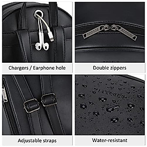 ECOSUSI Women Backpack Purse Water Resistant PU Leather Backpack Fashion Rucksack Ladies College Daypack with Tassel,3 Pcs