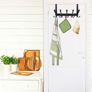 WEBI Over The Door Hook Door Hanger Hook Rack with 5 Tri Hooks for Hanging Coats, Door Towel Rack Towel Hanger Door Coat Hanger Over Door Coat Rack for Bathroom,Behind Back of Door,Black