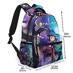 Hellomercuy Casual Daypack Cora Merchandise Lightweight Backpacks Water Resistant School Bags for Girls Boys Large Capacity, Black1, One Size