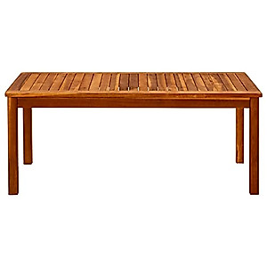 Tidyard Patio Garden Coffee Table Slatted Tabletop Acacia Wood Side Table for Garden, Poolside, Balcony, Outdoor Furniture 43.3 x 23.6 x 17.7 Inches (L x W x H)