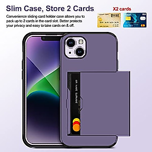 SAMONPOW for iPhone 14 Case with Screen Protector & Camera Cover 4-in-1 Full Body Hybrid iPhone 14 Case Wallet Card Slot Holder Shockproof Bumper Armor Protective Case for iPhone 14 for Women Men