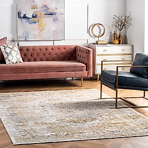 nuLOOM Madisson Vintage Faded Medallion Area Rug, 5x8, Gold