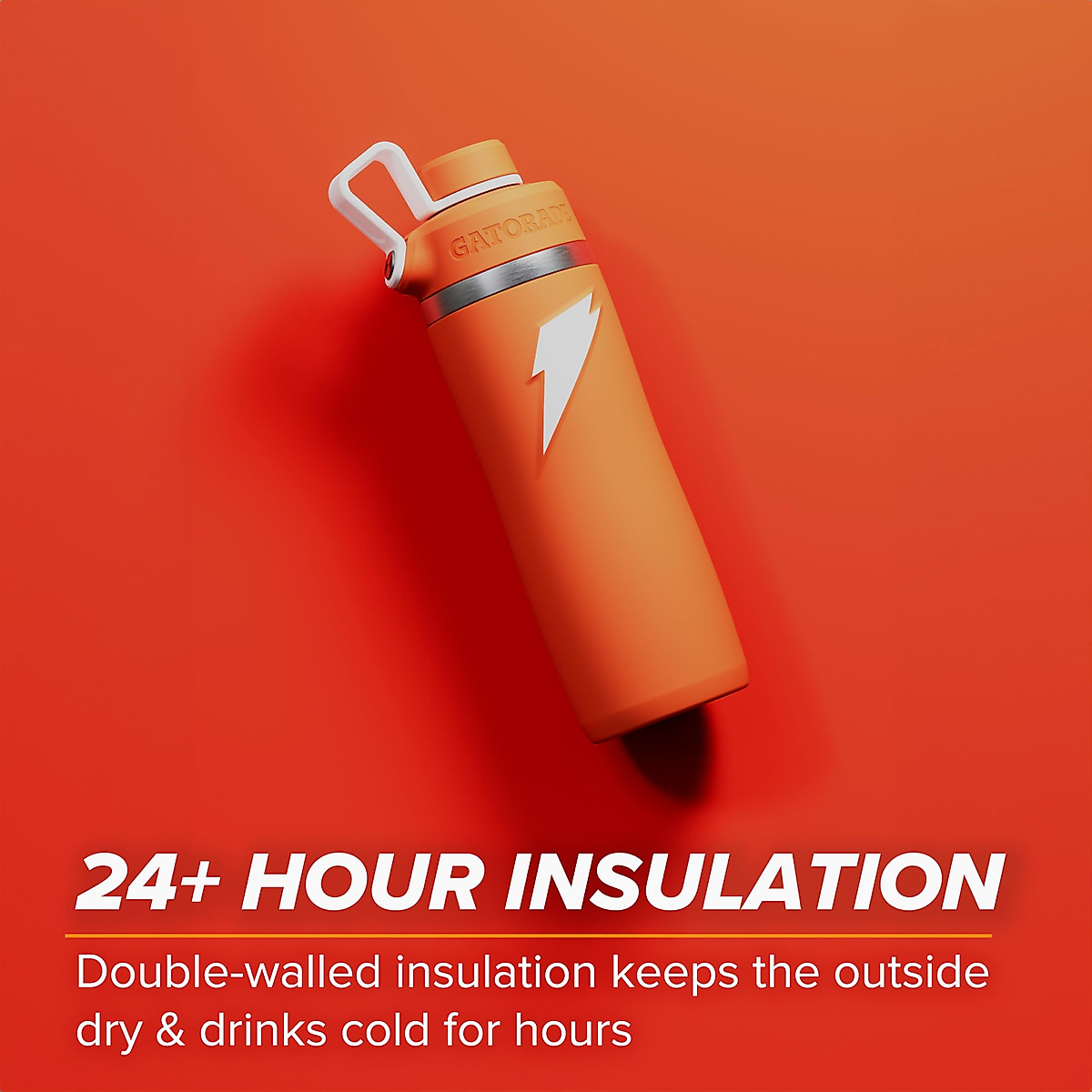 Gatorade 'Overtime' 22oz Stainless Steel Water Bottle, Twist Cap, Orange