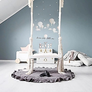 ABREEZE Baby Cotton Play Mat Soft Crawling Mat Detachable Washable Game Blanket Floor Playmats Kids Infant Child Activity Round Rug Home Room Decor,Light Grey