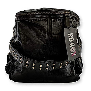 Ro Rox Calamity Womens PU Punk Gothic School Uni Studded Backpack - Black