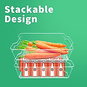 Refrigerator Organizer Bins, CaptainFive 4 Packs (2 Large/2 Middle) Fridge Organizer Bins, Stackable BPA-Free Pantry Organizer Storage for Freezer Kitchen Cabinet