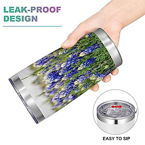 Jesmacti 20Oz Drink Tumbler Bunch Texas Bluebonnets Blue Purple Flowers Springtime Insulated Tumblers Travel Mug for Dorm