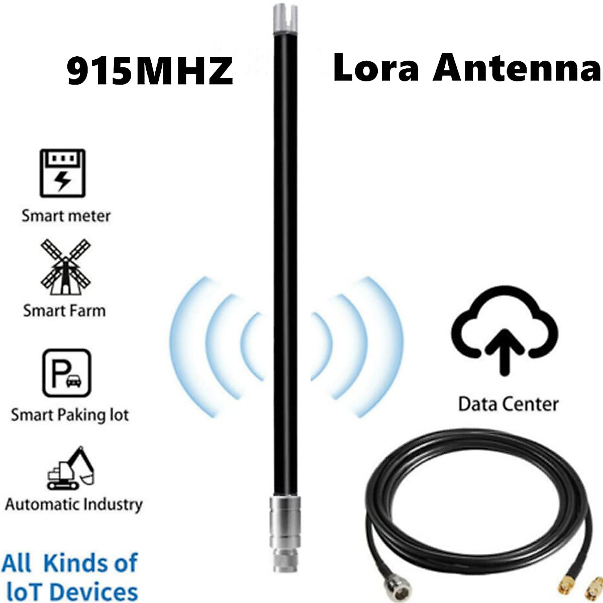 10dBi Outdoor for LoRa Gateway 915MHz Antenna Omni Directional Fiberglass Antenna WiFi N Tyle Male Glass Mount Antennas for LoRa Helium HNT Mining (or Anything Else 900-950Mhz) Brackets Included