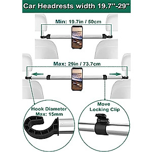 woleyi Car Tablet Mount, Headrest Tablet Holder for 4.7-12.9 in iPad Smartphone, Car Back Seat Between Tablet Stand for iPad Pro Air Mini, Samsung Tab, Fire HD, Long Road Trip Essentials for Kids