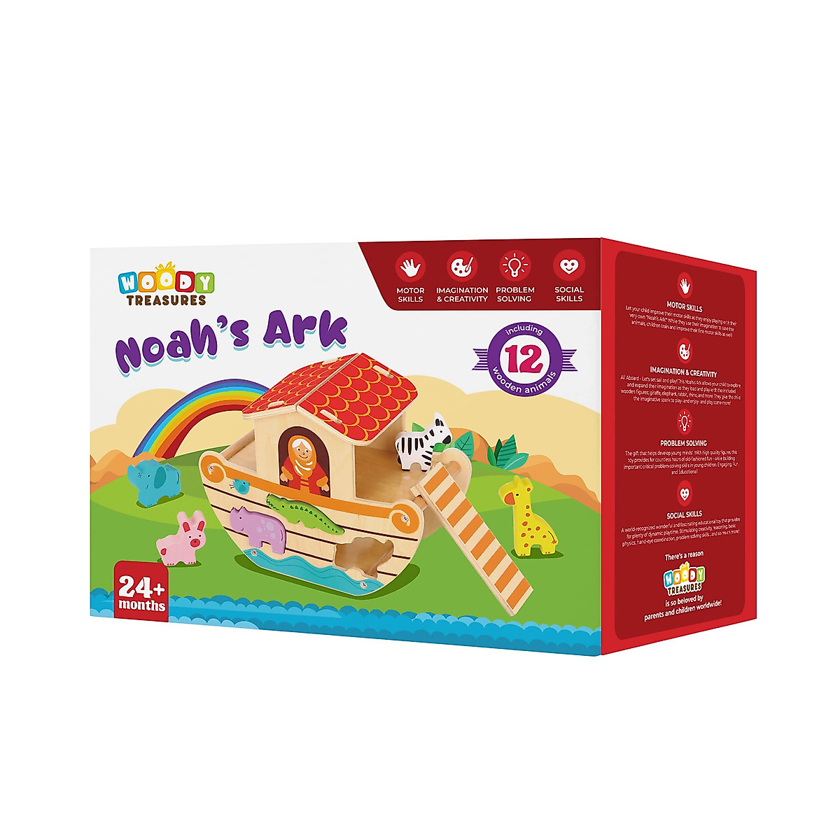 woody treasures Wooden Toys - Noah's Ark Toy (Educational & Development Toys, Great Gift for Girls and Boys)
