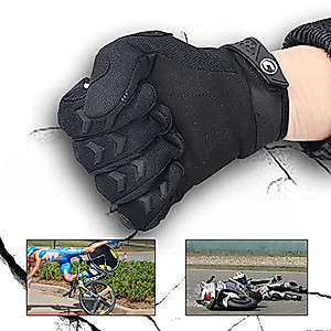 CHCYCLE Dirt Bike Gloves Mountain Bike Motocross Motorcycle Gloves for Men Motorbike ATV Racing Touch Screen Full Finger Gloves for Cycling BMX MTB MX Climbing (Large, Black)