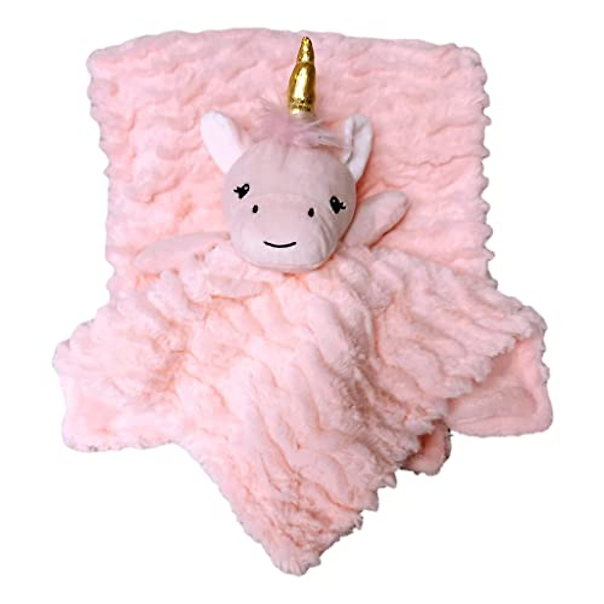 SONA G DESIGNS Deluxe Personalized Baby Security Blanket Lovey and Swaddle Blanket Set with Custom Embroidered Name for Babies Boy and Girl (Pink Unicorn with Embroidered Name)