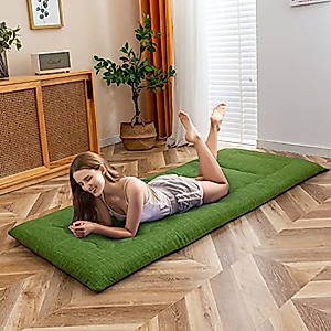 MAXYOYO Roll Up Mattress Sleeping Mat, Floor Futon for Outdoor Indoor, Upgraded Portable and Foldable Mattress, Green Twin, 75x36 Inch