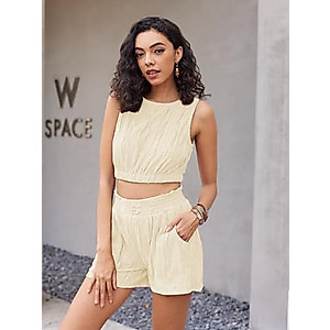 Feager Women Two Piece Outfits Lounge Sets Shorts Crop Tank Tops 2024 dressy Clothes Summer going out
