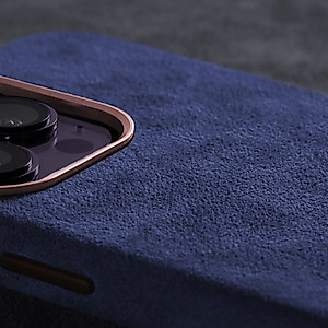 Komodoty Luxury Alcantara iPhone 14 Pro Case. Premium Italian Imported Material. Fully Wrapped Four Side Protection. MagSafe Compatible.