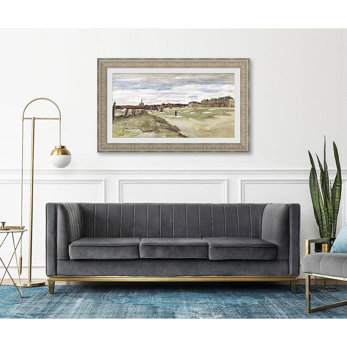 Deco TV Frames - Gatsby Silver Smart Frame Compatible ONLY with Samsung The Frame TV (3" Color Chip, 3" Sample)