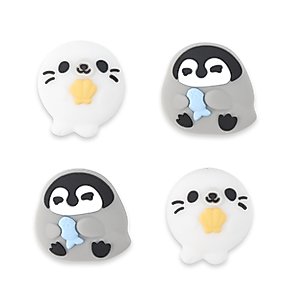 GeekShare Cute Silicone Joycon Thumb Grip Caps Kawaii Polar Animal Theme Thumbstick Caps Joystick Cover Compatible with Nintendo Switch/OLED/Switch Lite - 2Pairs/4PCS - Penguin & Seal