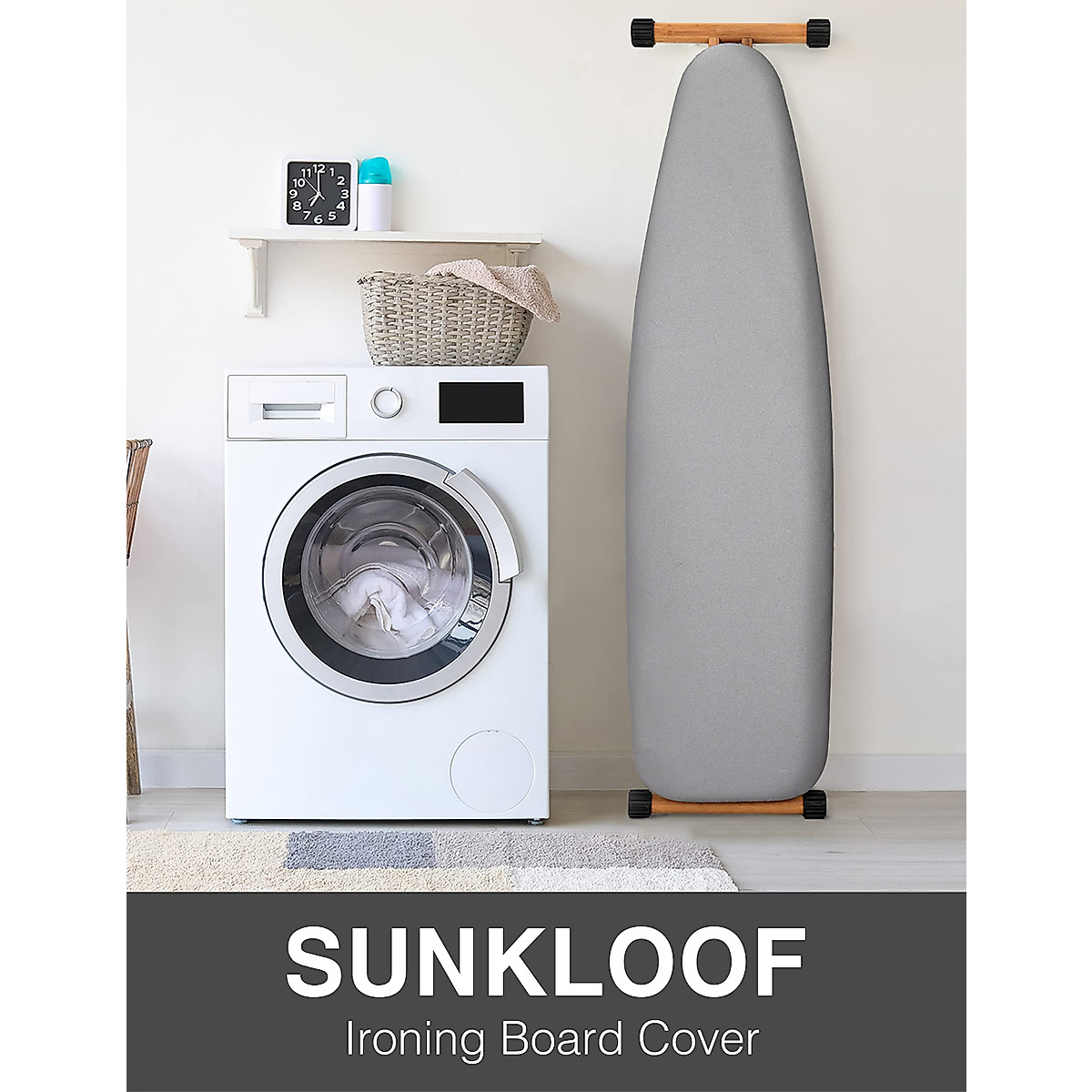 SUNKLOOF Extra Thick Ironing Board Cover and Pad, Resist Scorching and Staining, 15x54 Reflective Silicone Iron Board Cover With Padding, Elastic Edges, 4 Fasteners, Large Protective Scorch Mesh Cloth