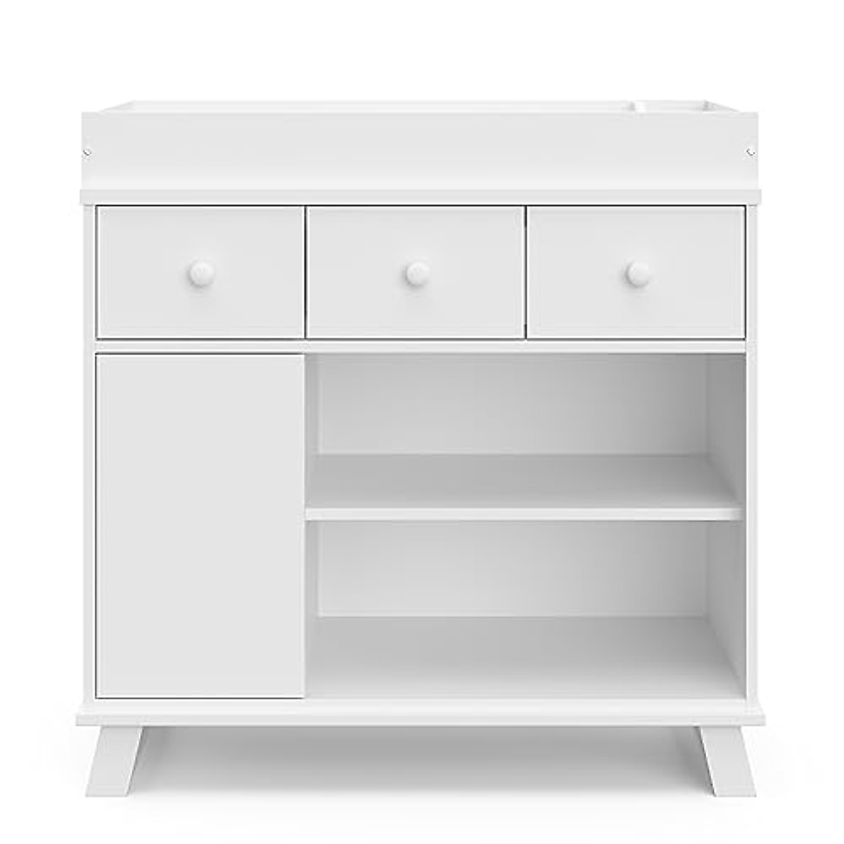 Storkcraft Modern Nursery Changing Table Dresser (White with White) – GREENGUARD Gold Certified, Baby Dresser With Changing Table Top, Dresser for Nursery, Changing Table With Drawers