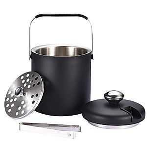 flybold Small Ice Bucket for Parties - Ice Bucket with Lid for Cocktail Bar - Double Walled Ice Container - Portable Chiller Bin Basket - Insulated Wine Buckets for Indoor or Outdoor - Ice Cube Holder