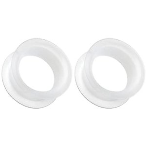 Pair 1/2" (12MM) CLEAR SILICONE EYELET TUNNELS Double Flare Gauges Thin Soft Flexible Flesh Plugs (2pcs)