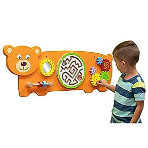 SPARK & WOW Bear Activity Wall Panel - Ages 18m+ - Montessori Sensory Wall Toy - 4 Activities - Busy Board - Toddler Room Décor