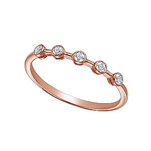 Samaira Jewelry Five-Stone Bezel Natural Diamond Accent Stackable Wedding Band Ring in 14k Rose Gold Over 925 Sterling Silver (1/20 Cttw, I-J Color, I2-I3 Clarity) Ring Size-8