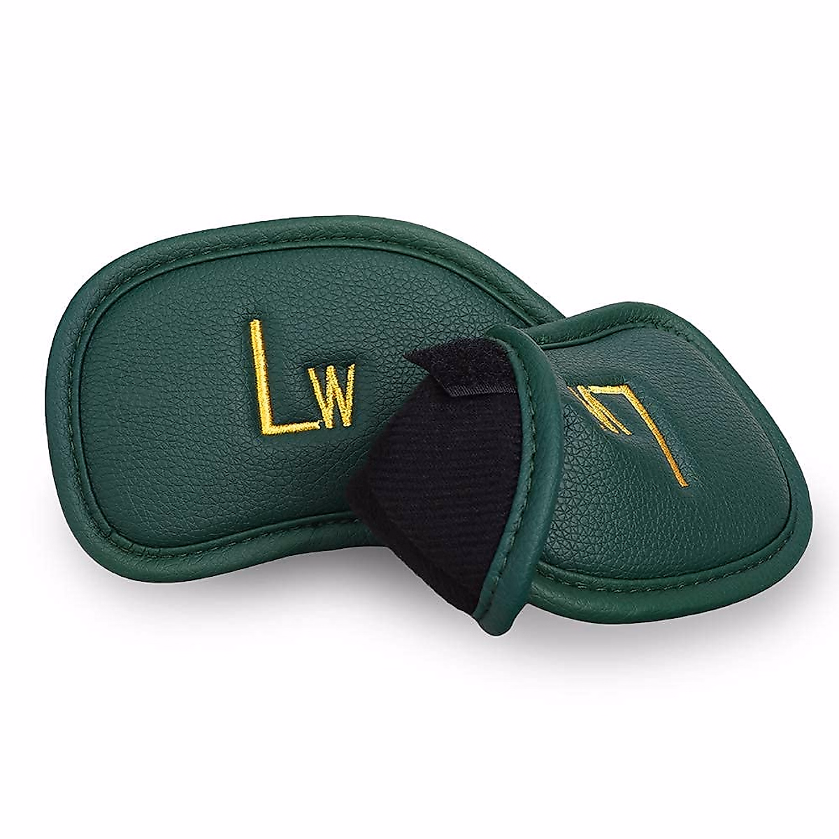 CRAFTSMAN GOLF 12pcs Thick Synthetic Leather Green Golf Iron Head Covers Set Headcover Fit All Brands Callaway Ping Taylormade Cobra Etc. (12pcs Green with Gold No.for Right)