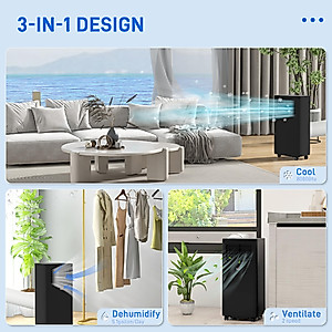 HOMCOM 8000 BTU Portable Air Conditioner for Rooms Up to 345 Sq. Ft., 3-in-1 AC Unit with Dehumidifier, Cooling Fan, Sleep, Remote, 24H Timer On/Off, Window Installation Kit, Black