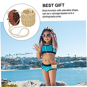 Garneck Woven Bag Costume Photography Prop Satchel Crossbody Decor Summer Outfits for Girls Straw Purses for Women para Straw Toddler Bag Straw Tote Messenger Rattan Child Hanging Basket