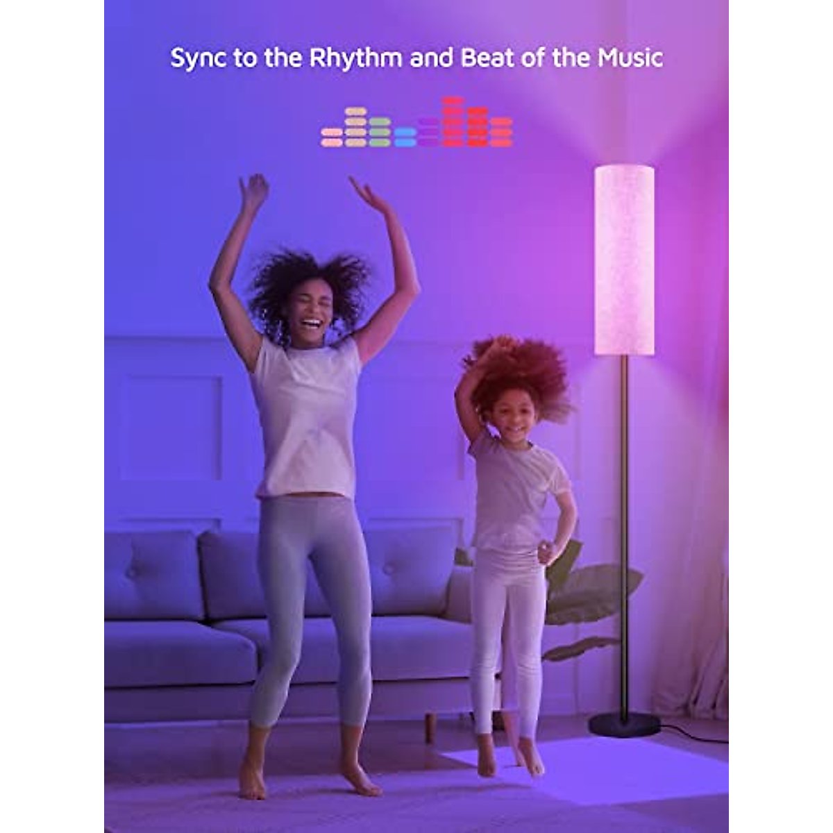 RGBWW Smart LED Floor Lamp for Living Room, Compatible with Alexa, Google Home, 69" Tall Modern Standing Lamp for Bedroom with Remote & WiFi APP Control, 2700k-6500k Corner Lamp with Linen Lampshade