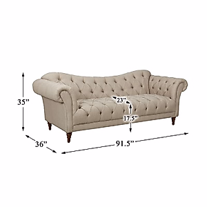 Homelegance St. 92" Claire Fabric Chesterfield Sofa, Almond Brown