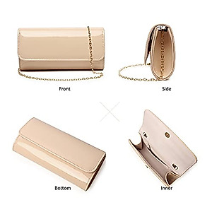 Patent Leather Envelope Clutch Womens Evening Handbag Stylish Shoulder Bag Purse for Christmas Wedding Party Prom (Nude-C) Standard