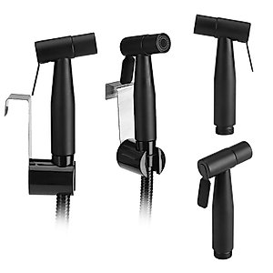 Pomya Bidet Sprayer, Stainless Steel Black Bathroom Toilet Handheld Bidet Cloth Diaper Sprayer Shattaf Kit Suitable for Floor, Toilet, Cloth Diaper
