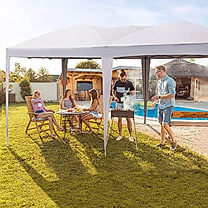 Quictent 10x20 Ft Ez Pop Up Canopy Wedding Party Tent with Sidewalls,Folding Instant Canopy Tents for Outdoor Parties,6 Sand Bags Included（White）