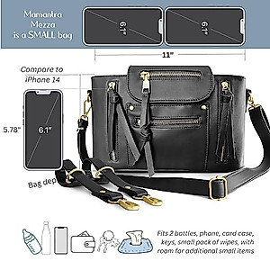 MAMANTRA Mini Diaper Bag - Best Toddler Mom Gift, Crossbody Diaper Bag Purse, stylish leather stroller organizer