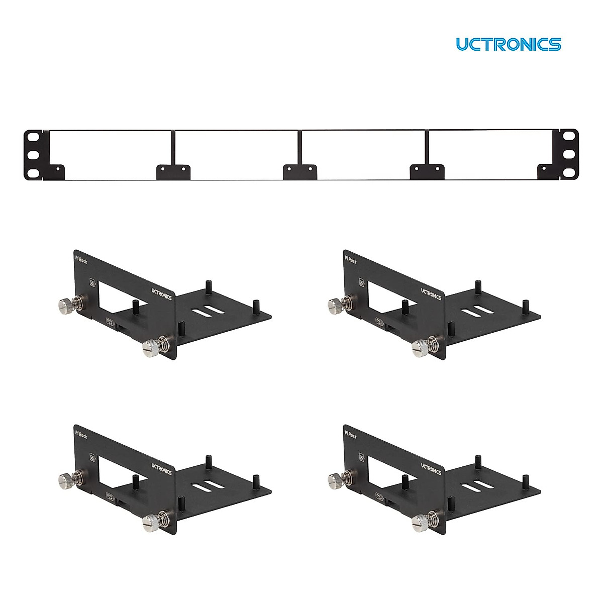 UCTRONICS Front Removable 1U Rack Mount for Raspberry Pi, with 4 Mounting Brackets for Raspberry Pi 5, 4B, 3B+/3B, and Other B Models