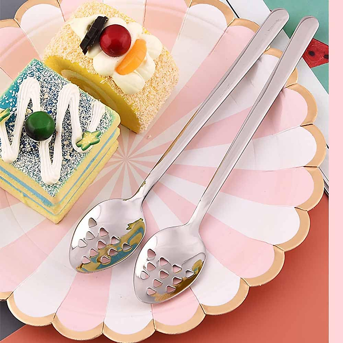 3 PCS Slotted Spoons Stainless Steel,Caviar Spoons for Home Restaurant Pressed Fruit Potato Garlic Paste Filter SoupQA