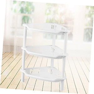 Cabilock Shelf Storage Rack 3 Square Shelves Plastic Shelving Corner Shelf Organizer Bathroom Shelves Desk Stand Rack Storage Rack Storage Shelf White Basket Triangle Basket Shelves