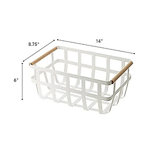 YAMAZAKI home 2507 Storage Basket-Dual Handle Organizer, One Size, White