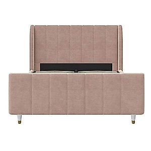 Little Seeds Valentina Kids' Full Upholstered Bed, Pink Velvet