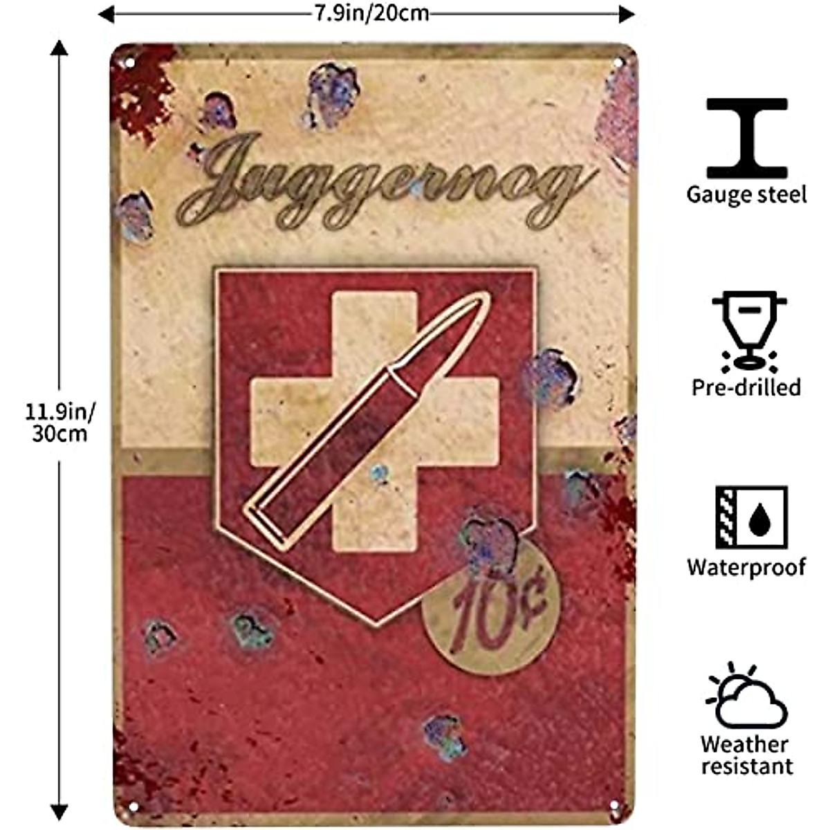 juggernog perk water bottle soda metal poster Tin Sign Vintage juggernog mini fridge call of duty zombies Bar Pub Garage Retro sign Marks Plaque/red