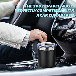 ATIKZHE 20oz Tumbler with Straw and Brush, Stainless Steel Vacuum Insulated tumbler, Double Wall Insulated Coffee Tumbler for Outdoor, Home, Travel,Office (Black,1pcs)