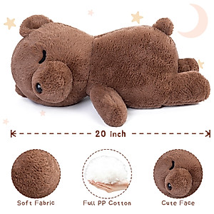 Tezituor Big Teddy Bear Stuffed Animals Plush Toy, Soft Sleeping Teddy Bear Plush Pillow, Cute Brown Stuffed Koala Bear Toy for Kids, 20 inch